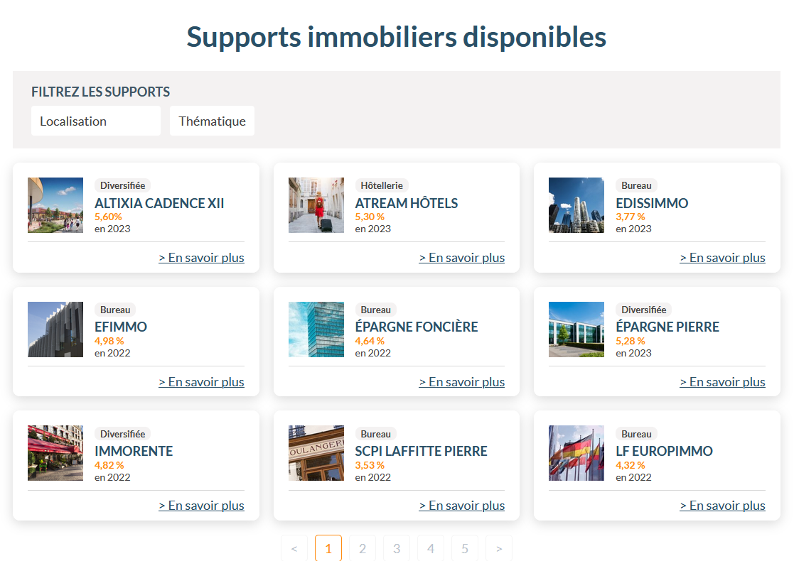 Avis sur les SCPI de Linxea Spirit 2 (assurance vie) : choix, frais ...